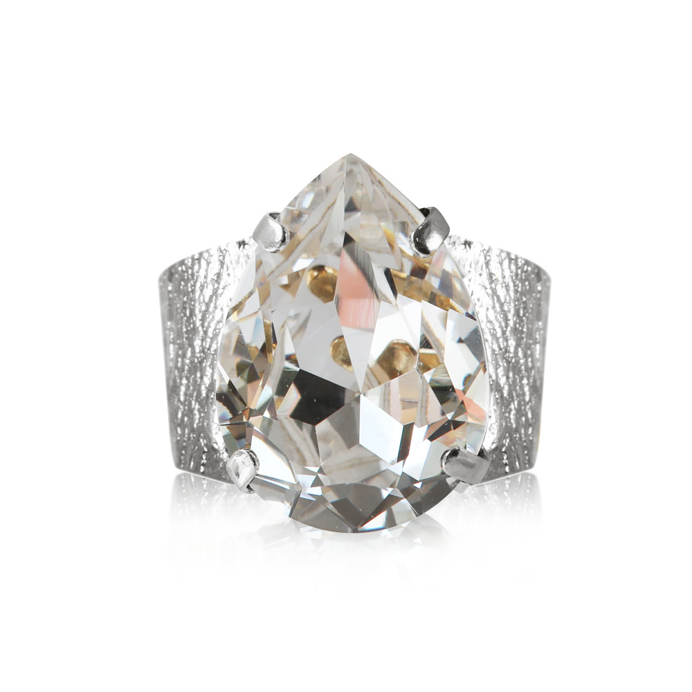 Classic Drop Ring Rhodium Crystal - Caroline Svedbom - Smycken med ...
