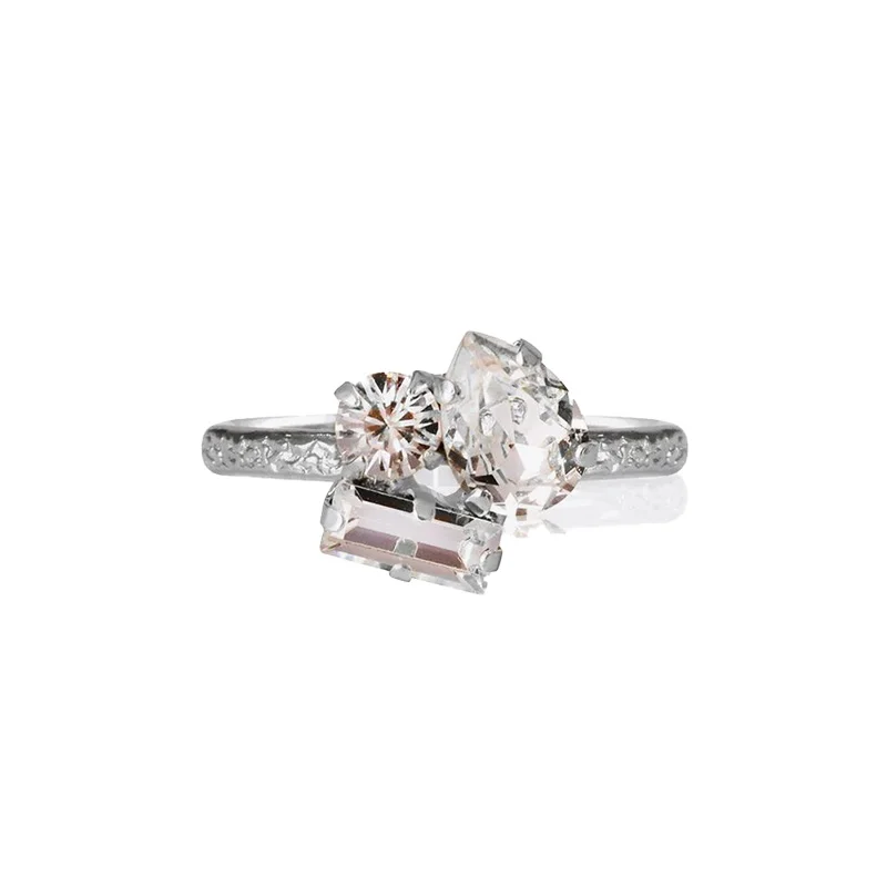 Isa Ring Rhodium Crystal | Nordic Spectra