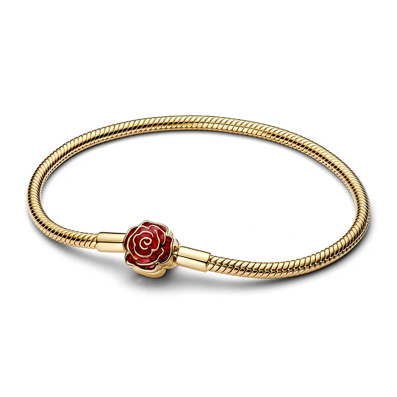 Moments Disney Beauty and the Beast Enchanted Rose Snake Chain ...